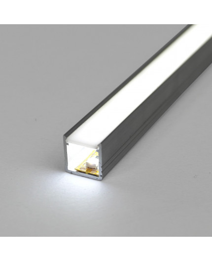 1m / 1000mm T2 aluminium LED profile, 12mm x 12mm, set with milky cover ...